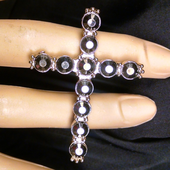 Jewelry | Elegant Rhinestones Cross Double Finger Ring | Poshmark